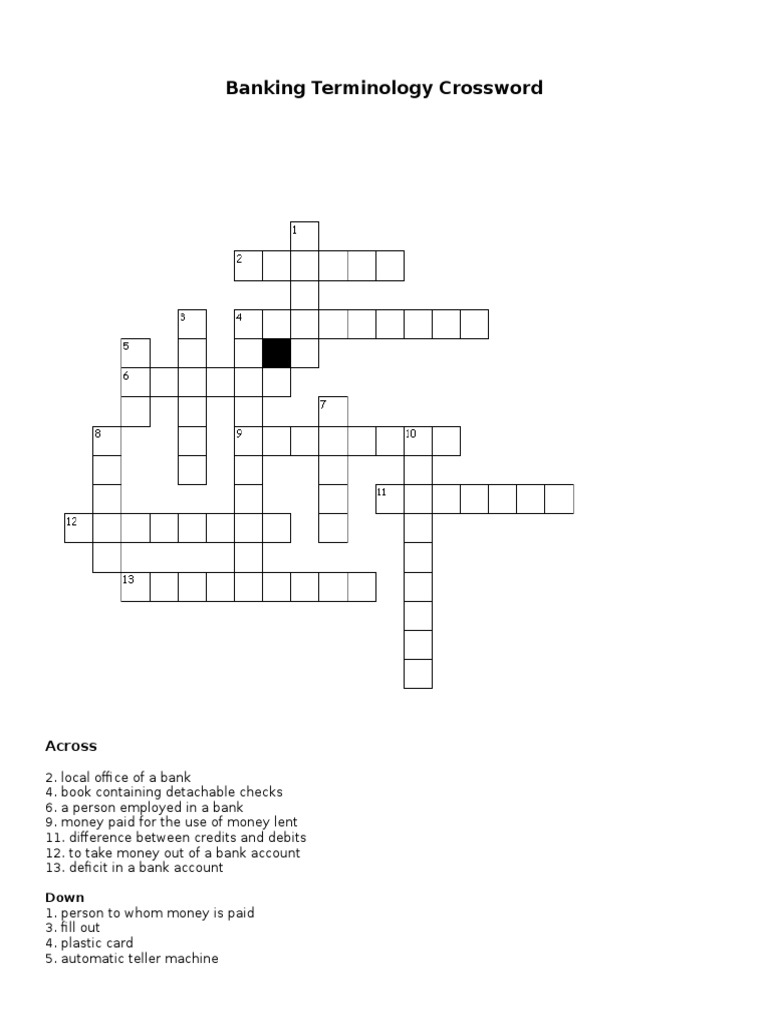 Banking Terminology Crossword | PDF