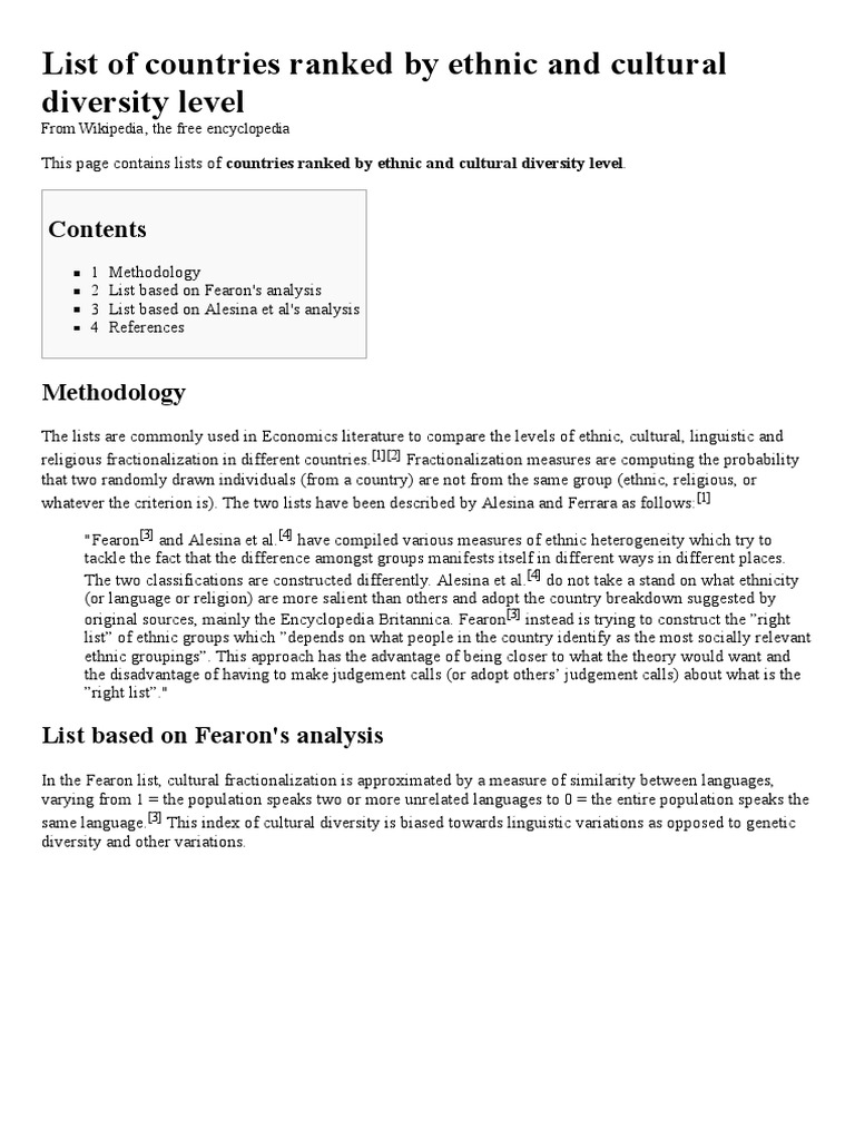 List of Countries Ranked by Ethnic and Cultural Diversity Level ...