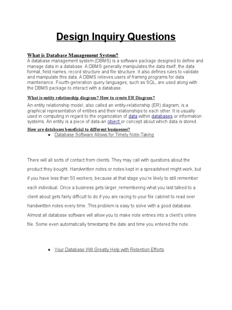Design Inquiry Questions: What Is Database Management System ...