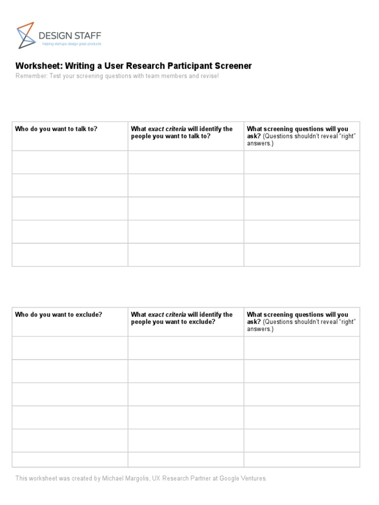 Guidelines for Developing Effective Participant Screening Questions for ...