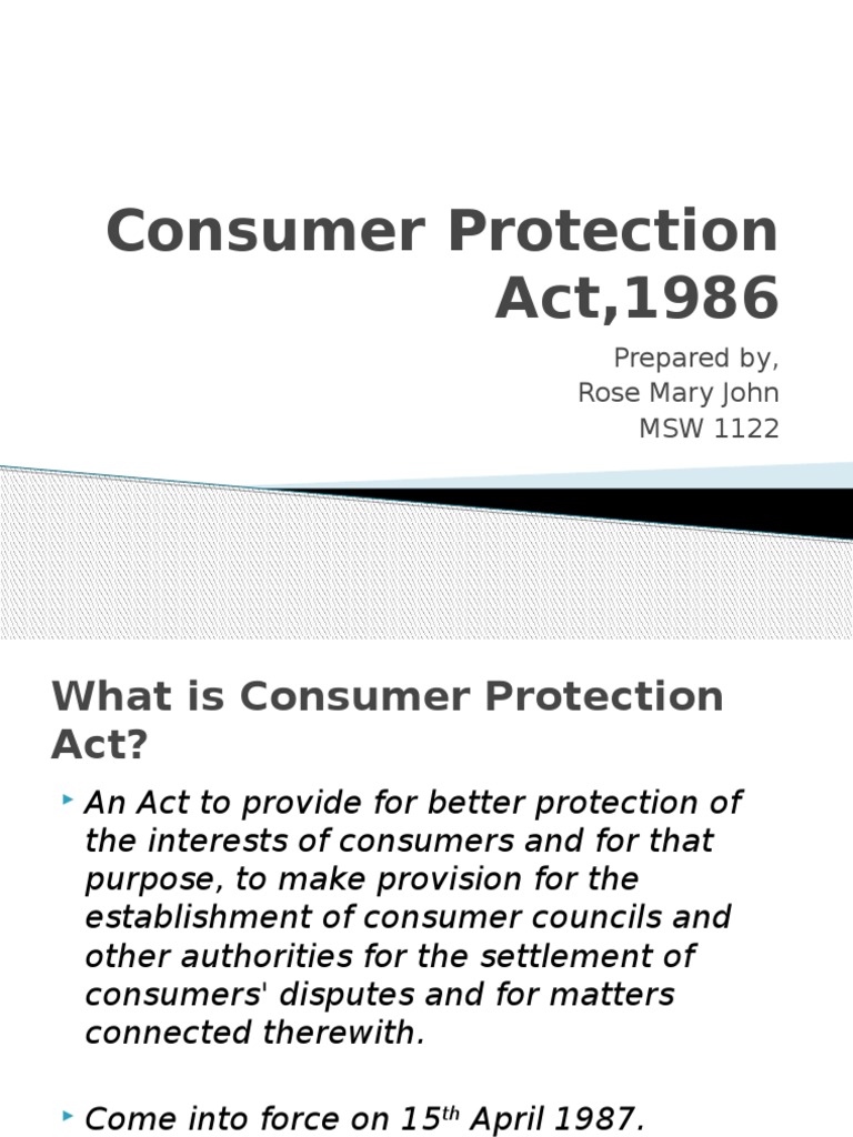 Consumer Protection Act, 1986 | PDF | Consumer Protection | Judge