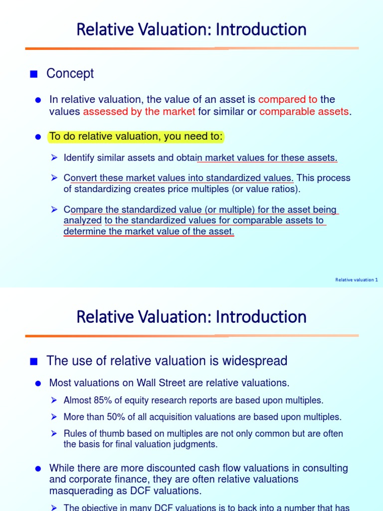WK - 7 - Relative Valuation PDF | PDF | Discounted Cash Flow ...