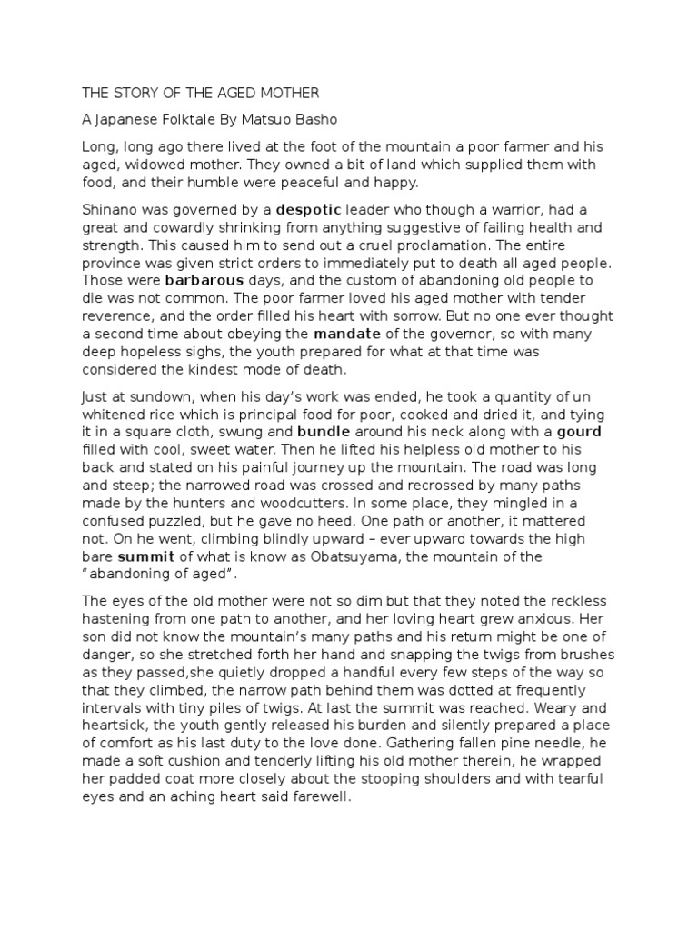 The Story of the Aged Mother | Japanese Poetry | Japanese Literature