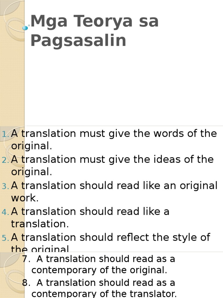 Teorya Sa Pagsasalin | PDF