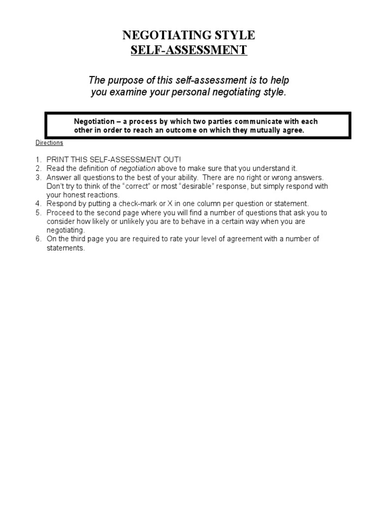 Negotiating Style 1.2 | PDF | Negotiation | Questionnaire