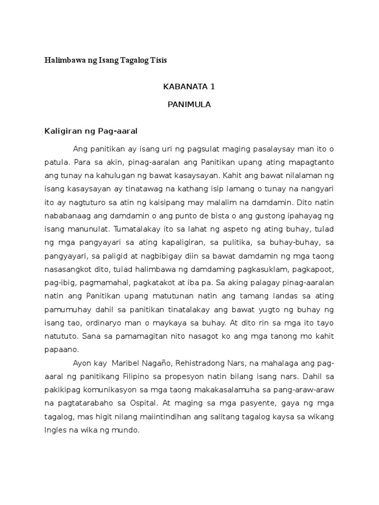 Halimbawa NG Isang Tagalog Tisis | PDF