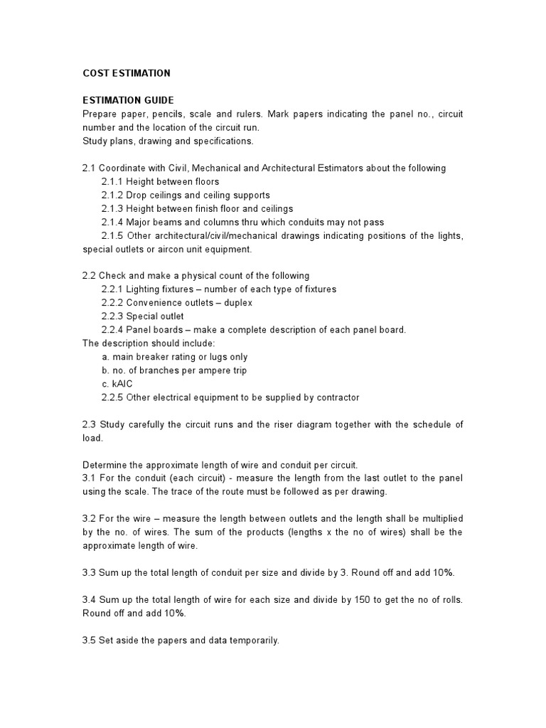 Cost Estimation Estimation Guide | PDF
