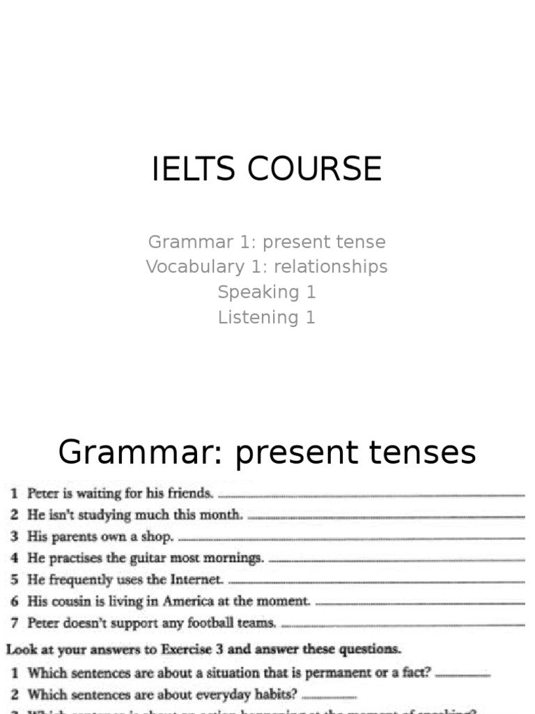 UNIT 1present Tense Relationships | PDF | English Language ...