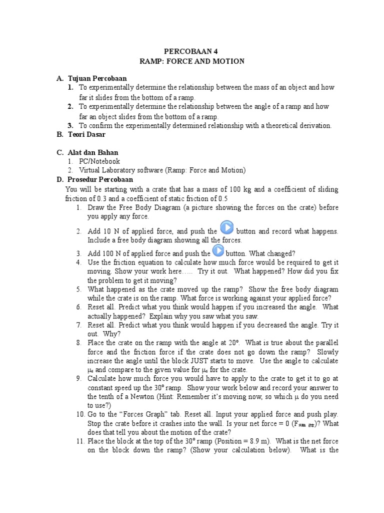 Ramp Experiment: Force & Motion Analysis | PDF | Force | Acceleration