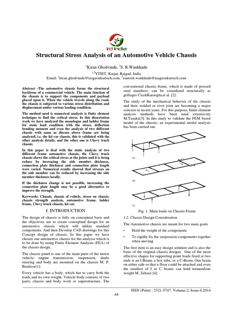 Structural Stress Analysis of An Automotive Vehicle Chassis | PDF ...