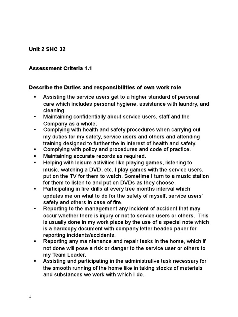 Unit 2 SHC 32 | PDF | Reflective Practice | Safety