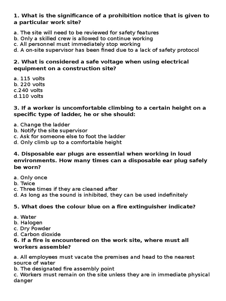 Cscs Test 1 Pdf Employment Occupational Safety And Health