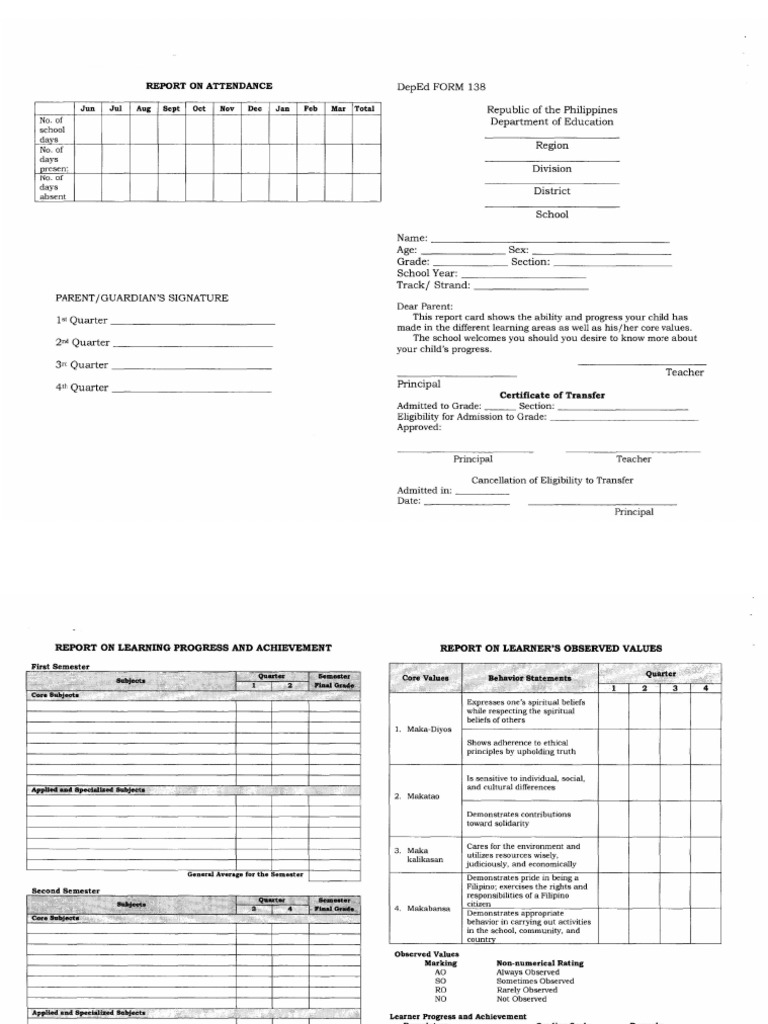 FORM 138 For Shs | PDF