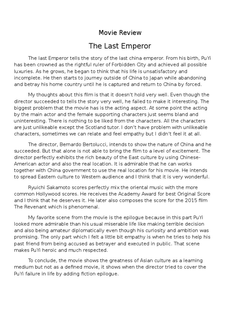 The Last Emperor: A Film Review | PDF | Art