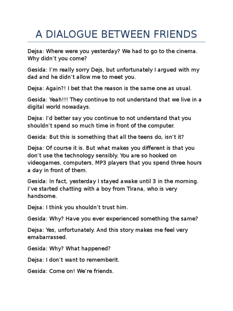 A Dialogue Between Friends | PDF