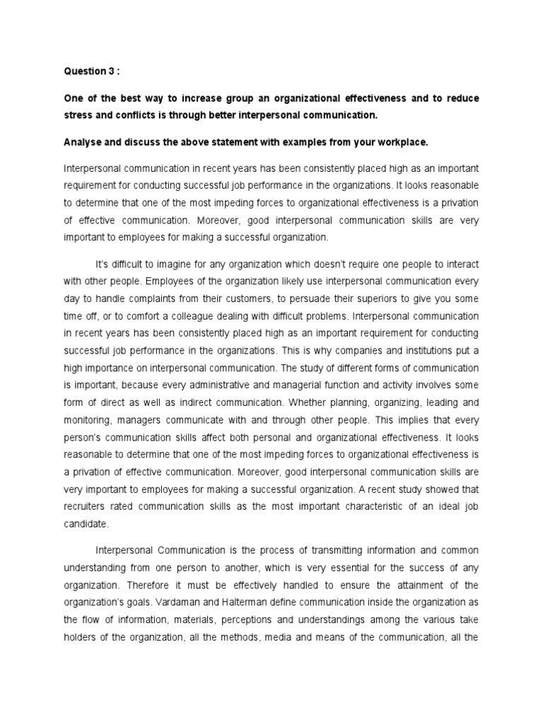 Question 3 | PDF | Interpersonal Communication | Leadership
