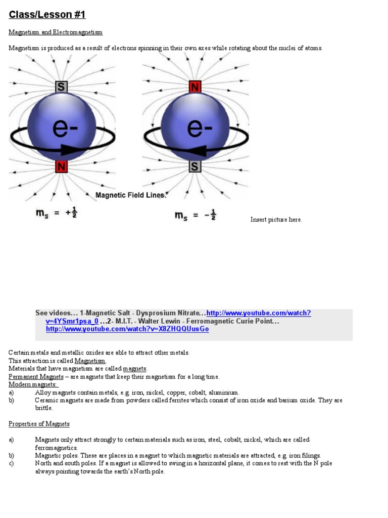 Form 3 or 4 Magnetism and Electromagnetism Notes For Website | PDF ...