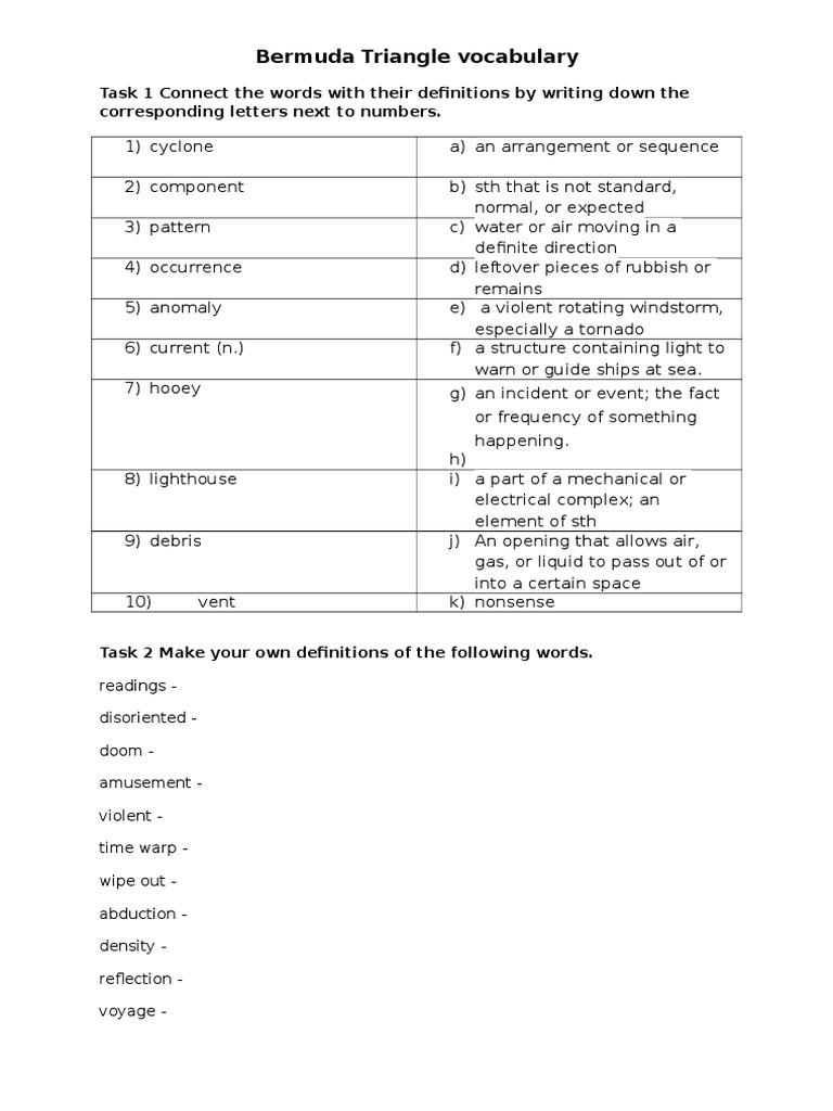 Bermuda Triangle Vocabulary Guide | PDF | Science & Mathematics | Young ...