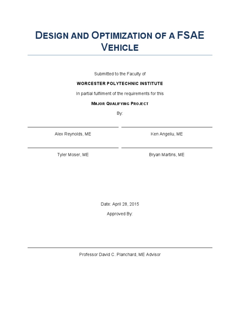 Design and Optimization of A Fsae Vehicle | PDF | Suspension (Vehicle) | Fuel Injection