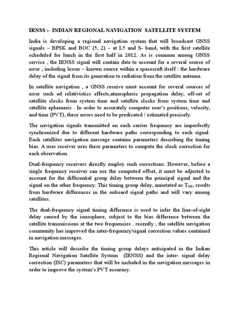 IRNSS | PDF