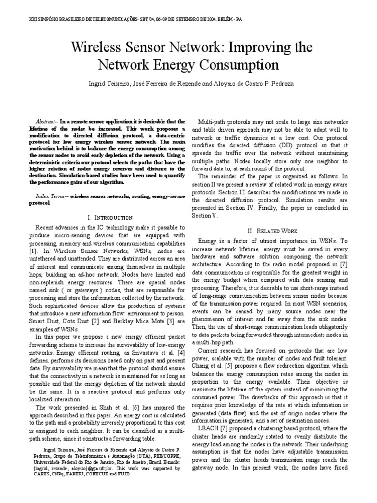 Wireless Sensor Network Improving The Network Energy Consumption Pdf Wireless Sensor