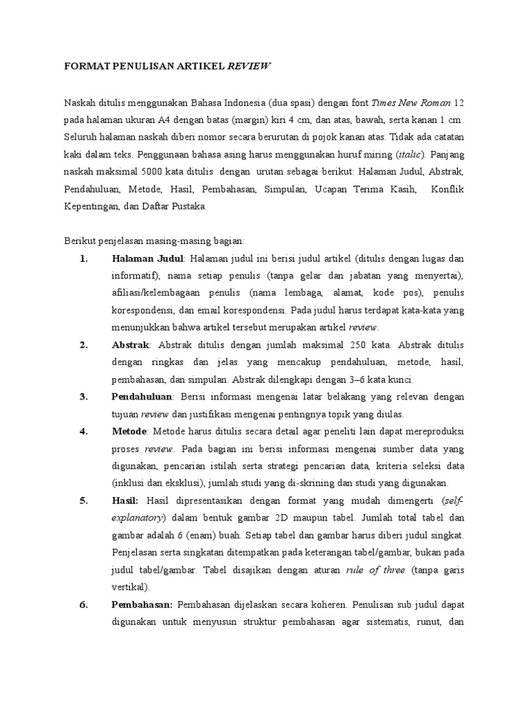 Format Penulisan Artikel Review | PDF