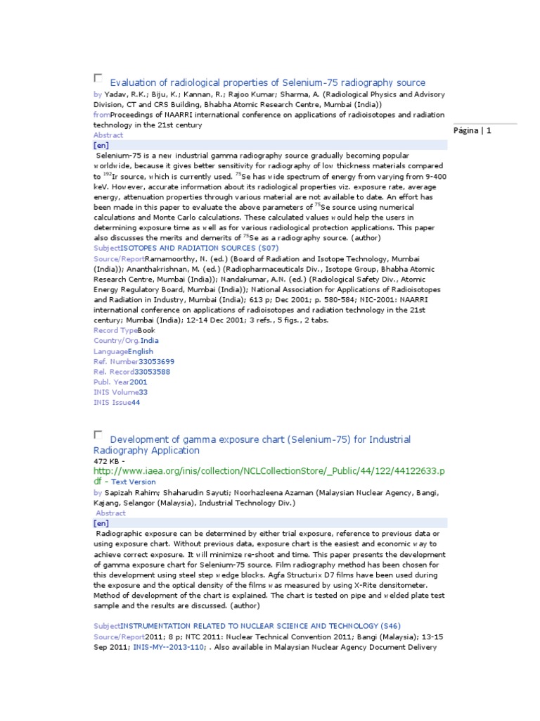Selenium 75 | PDF | Radiography | Ionizing Radiation