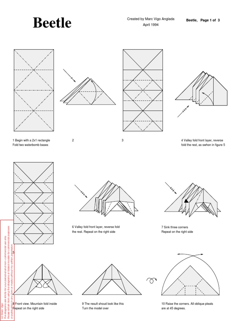 Step-by-Step Origami Beetle Instructions | PDF | Home & Garden | Art