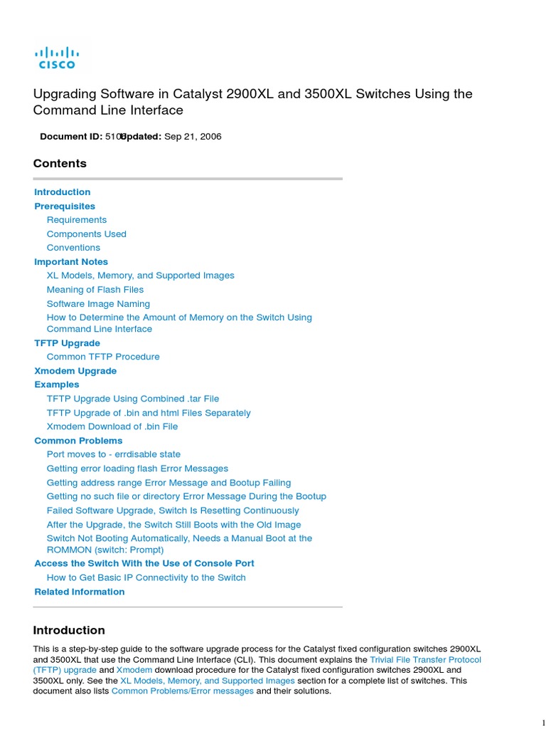 Upgrading Software in Catalyst 2900XL and 3500XL Switches Using The Command Line Interface ...