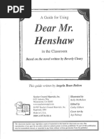 Dear MR Henshaw Cleary Novel Study | PDF