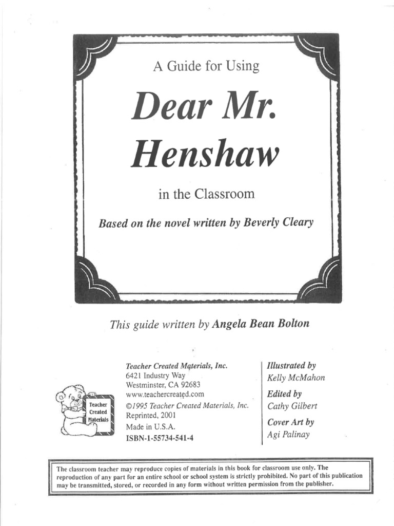 Dear Mr. Henshaw Activities! | PDF