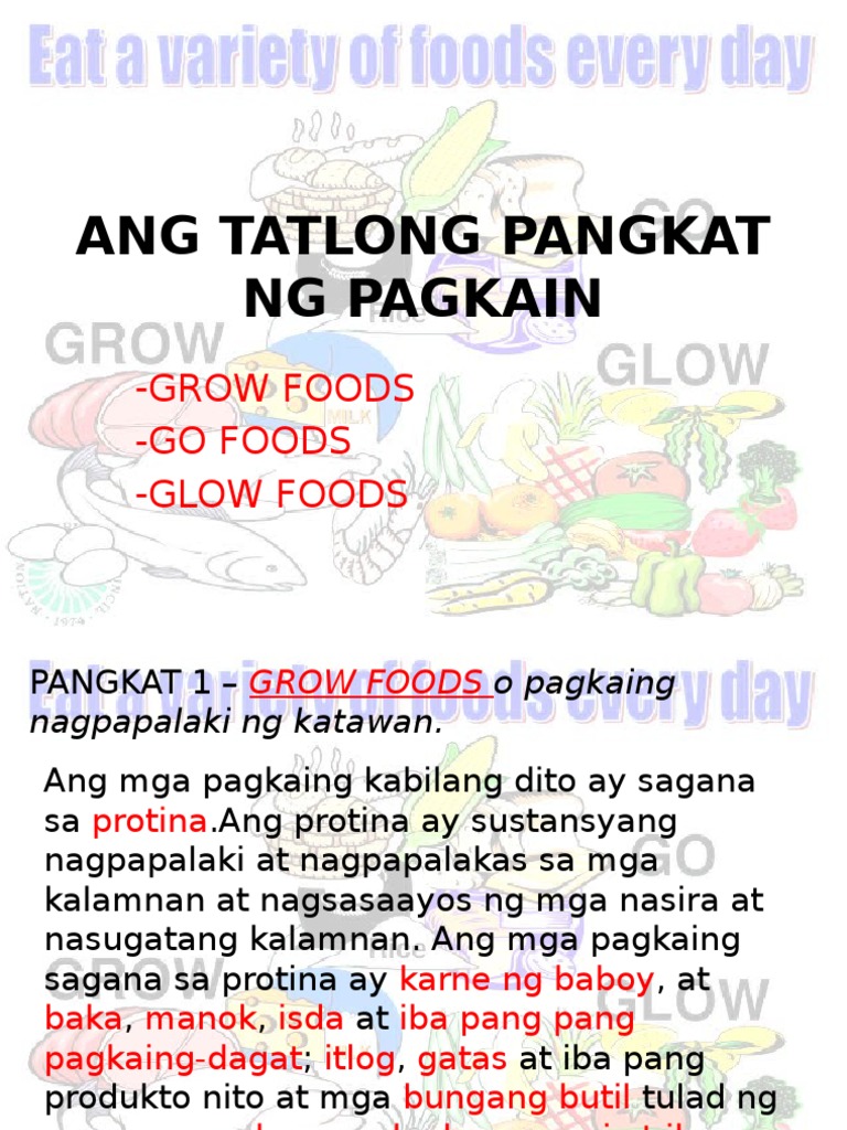 Ang Tatlong Pangkat NG Pagkain