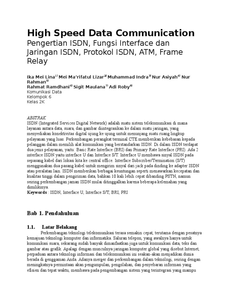 Pengertian dan Fungsi ISDN dalam Telekomunikasi | PDF