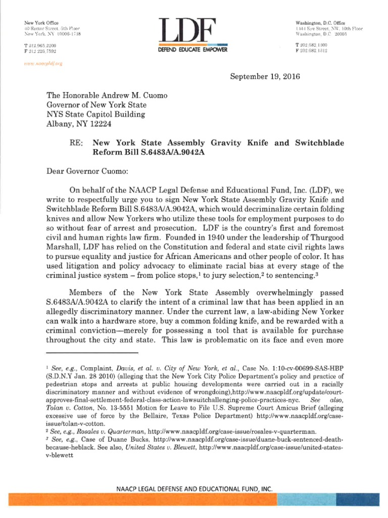 LDF Gravity Knife Letter | PDF | Civil Rights And Liberties | Movements ...