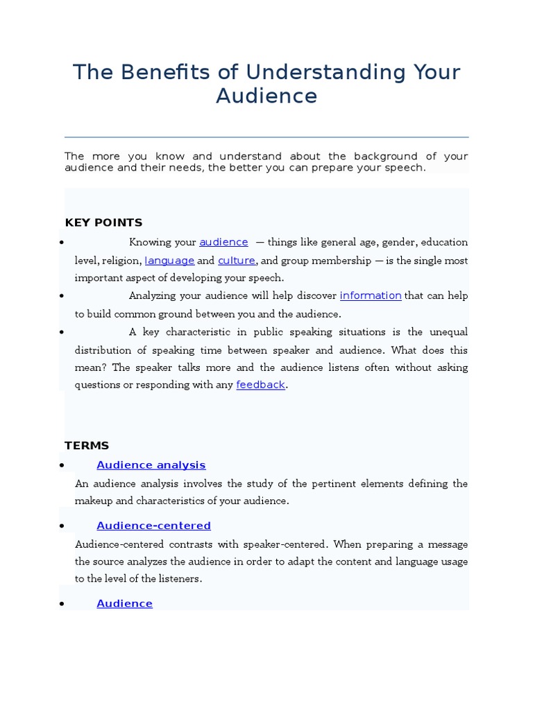 The Benefits of Understanding Your Audience1 | Public Speaking | Speech