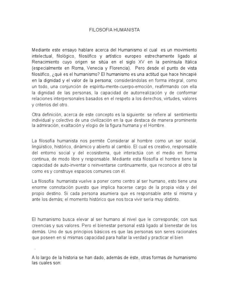 Filosofia Humanista | PDF | Humanismo | Existencialismo