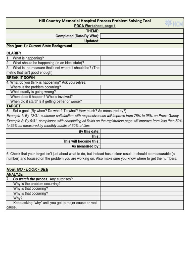 Hill Country Memorial Hospital Process Problem Solving Tool | PDF ...