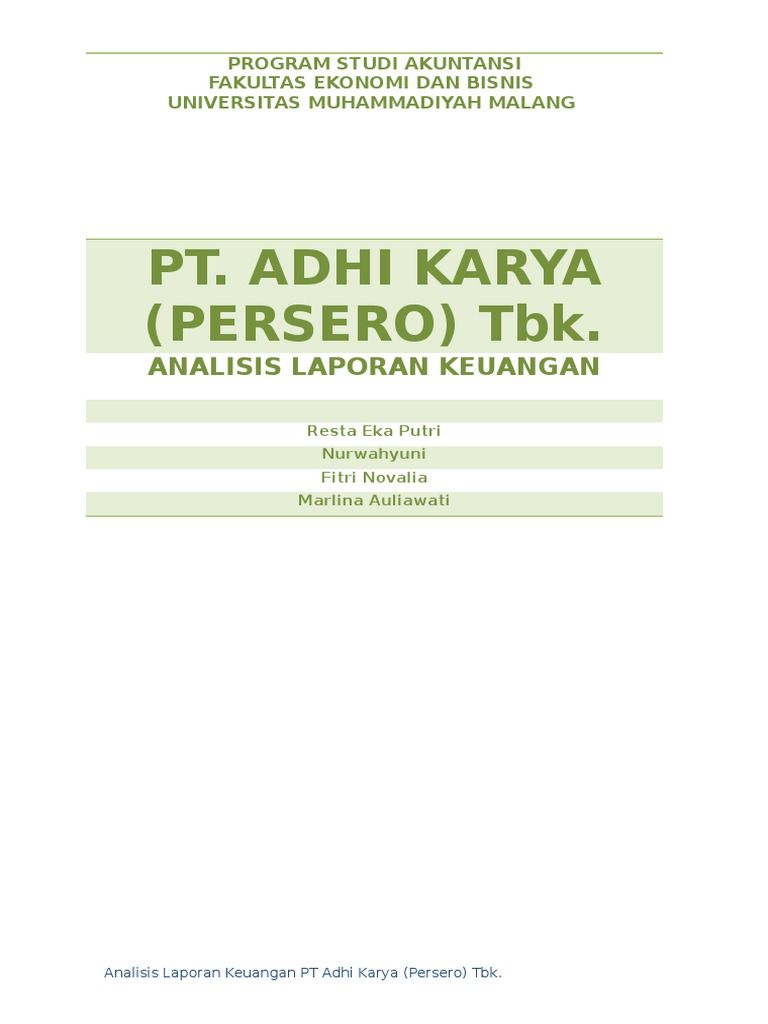 ALK PT ADHI Karya | PDF | Pengelolaan Keuangan & Uang