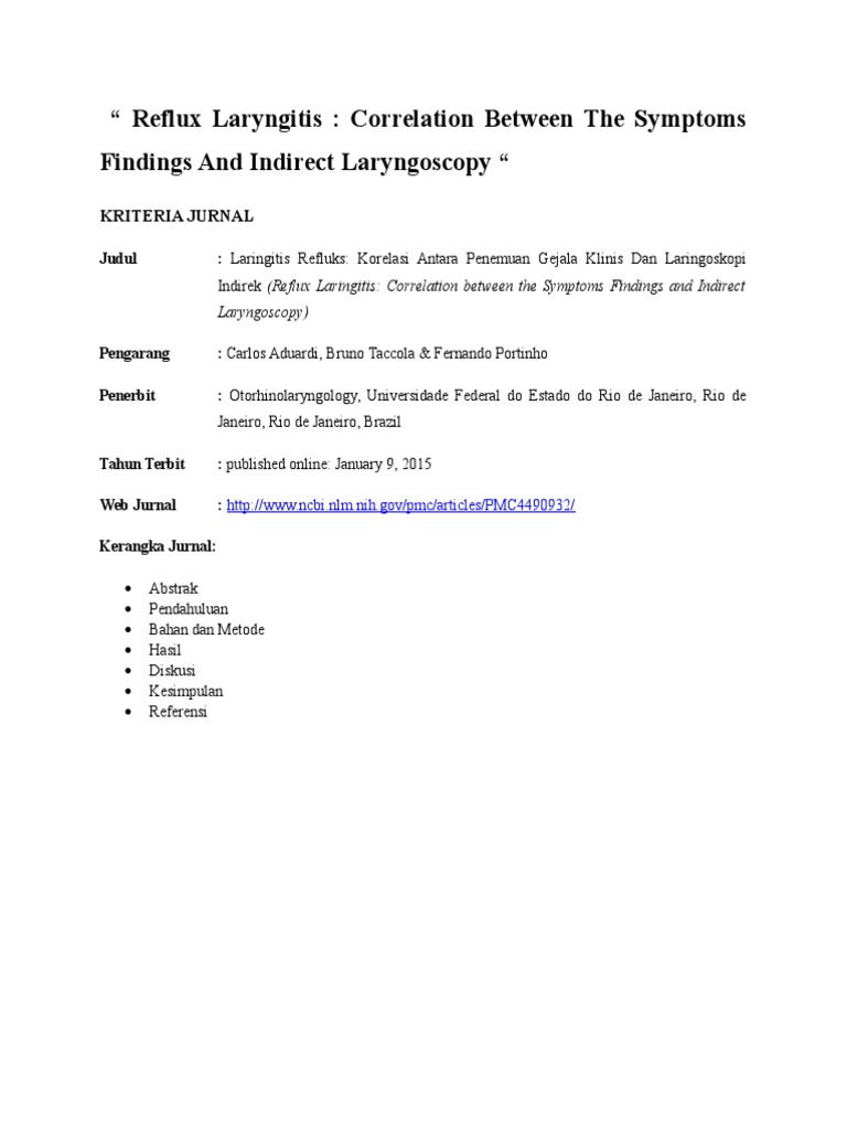 Jurnal Nia Refluks Laringitis | PDF