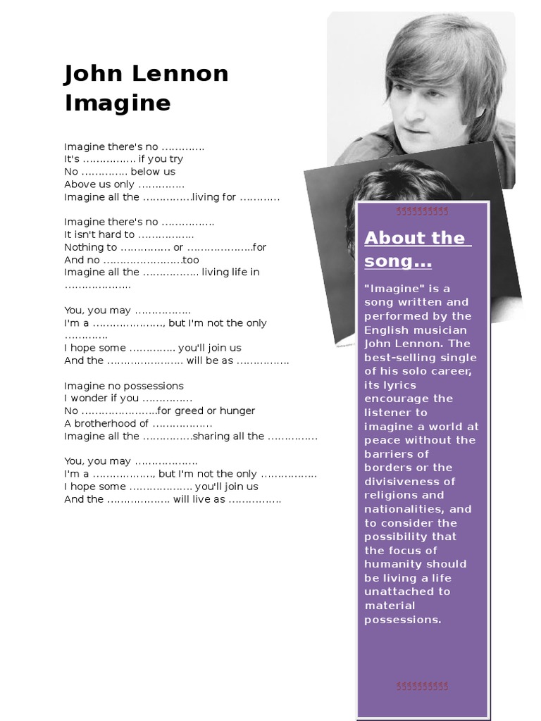 John Lennon's "Imagine" Lyrics Analysis | PDF | Self-Improvement