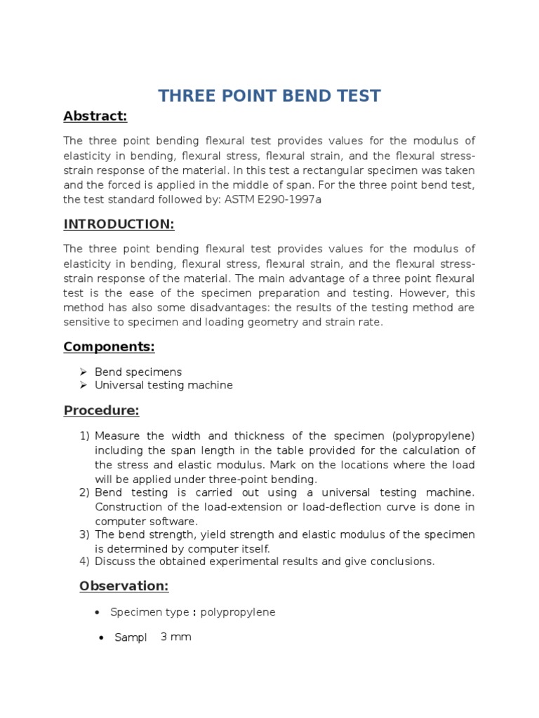 Three Point Bend Test | PDF | Technology & Engineering
