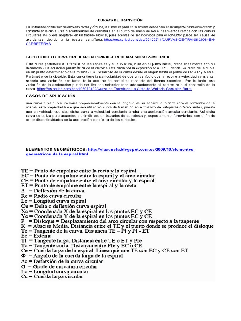 Cuadro Comparativo Curvas Simples - Compuestas, Clotoide | PDF | Curva ...