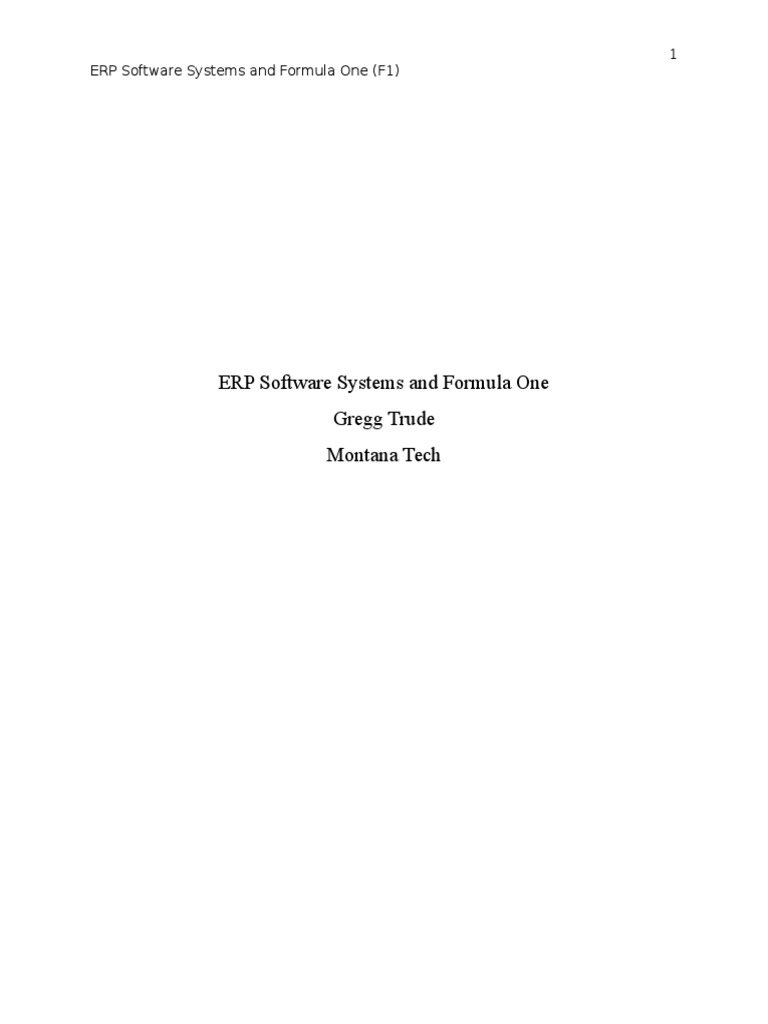 ERP Software Systems and Formula One Title Page | PDF | Formula One ...
