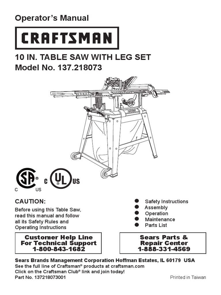 Craftsman 21807 Table Saw | PDF | Nut (Hardware) | Electrical Connector