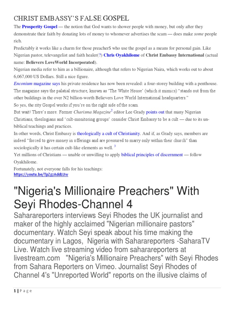 Christ Embassy | PDF | The Church Of Jesus Christ Of Latter Day Saints ...