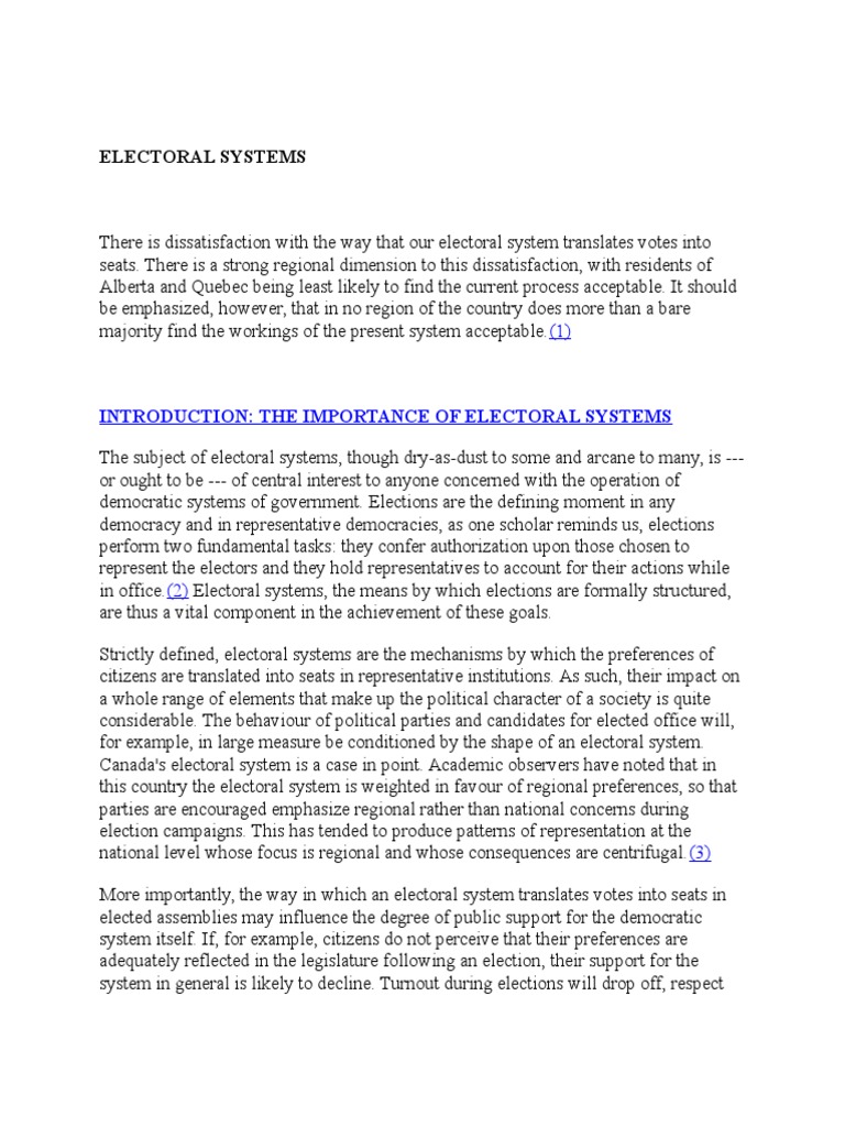 Electoral Systems | PDF | Voting System | Voting
