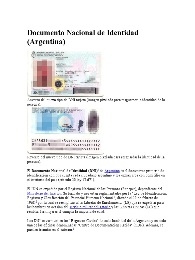 Dni .Argentina | Authentication | Official Documents