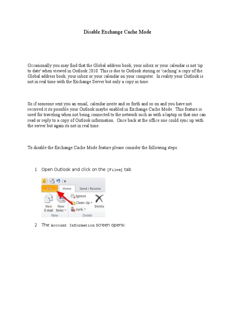 Disable Exchange Cache Mode | PDF | Career & Growth | Finance & Money ...