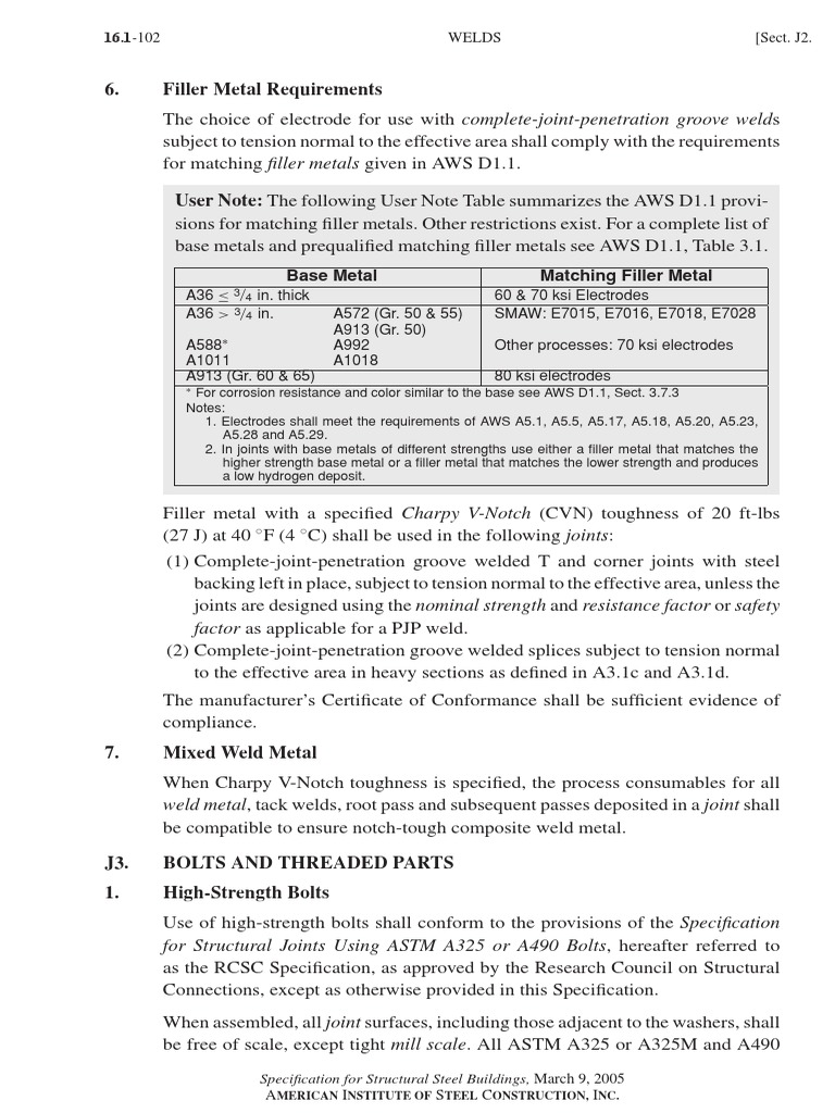 AISC 2005 Bolts Connection | PDF | Structural Steel | Screw
