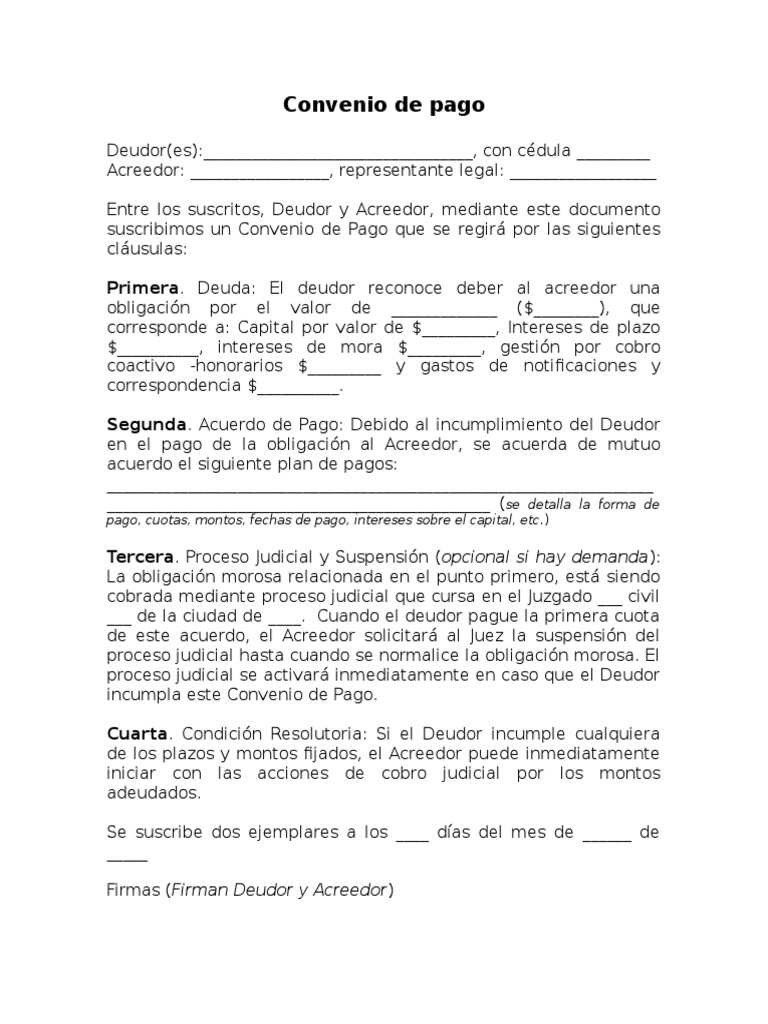 Convenio de Pago | PDF